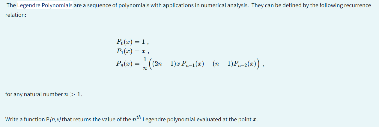 Solved The Legendre Polynomials Are A Sequence Of 