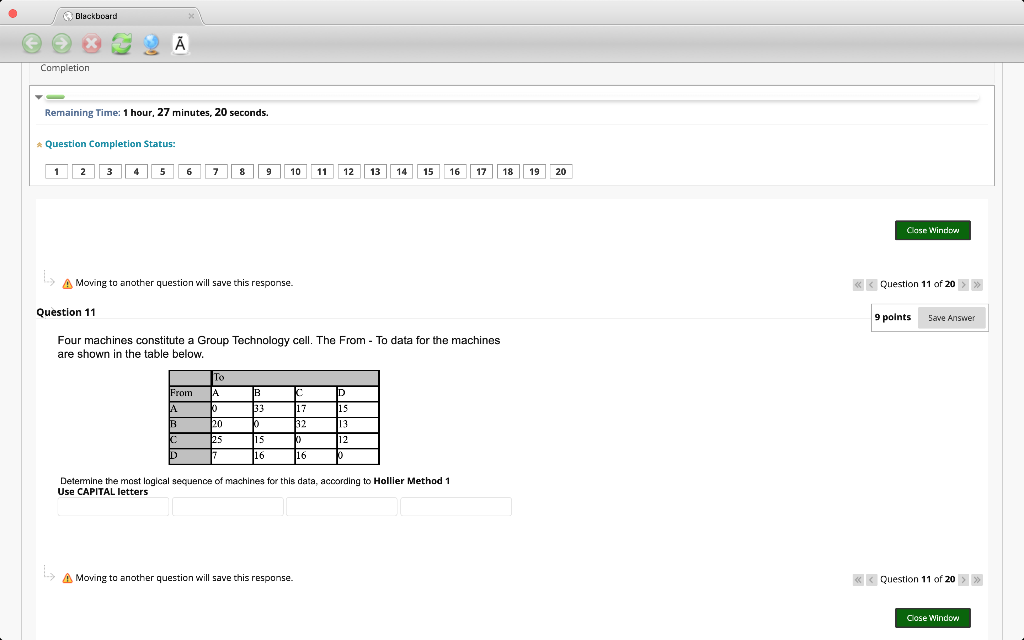 Solved Blackboard A Completion Remaining Time: 1 hour, 27 | Chegg.com
