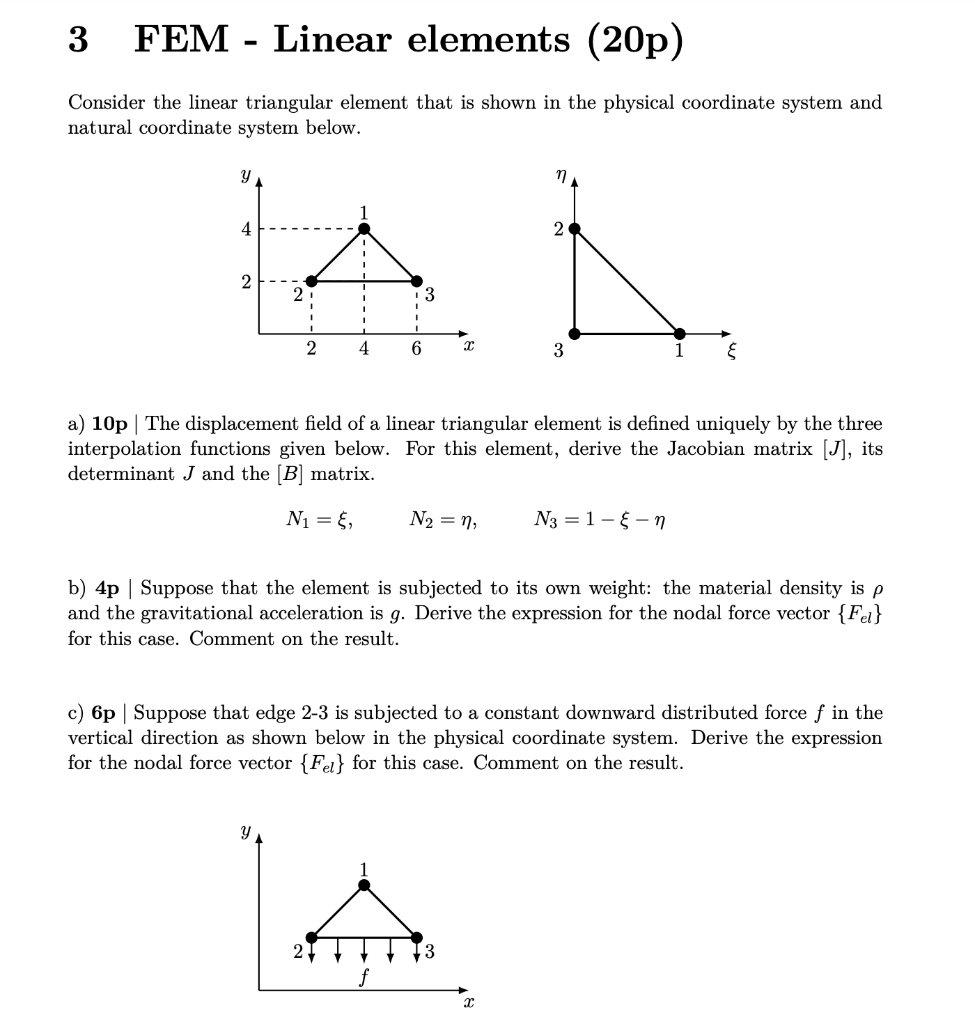 3 Fem Linear Elements 20p Consider The Linear 