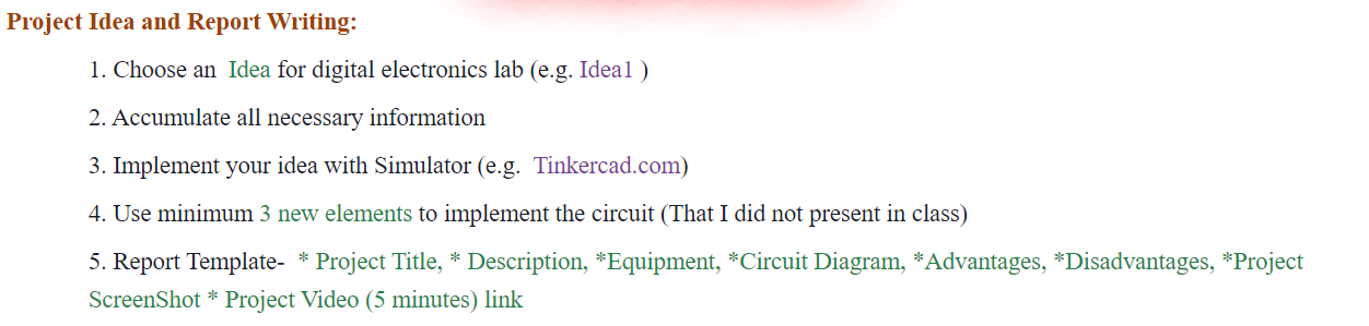Solved Project Idea and Report Writing: 1. Choose an Idea | Chegg.com