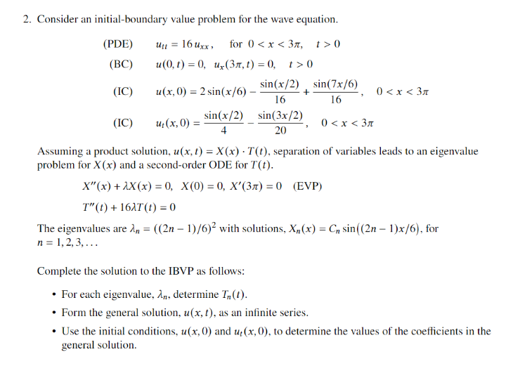 Solved Un = + 2. Consider an initial-boundary value problem | Chegg.com