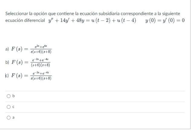 Solved Seleccionar la opción que contiene la ecuación | Chegg.com