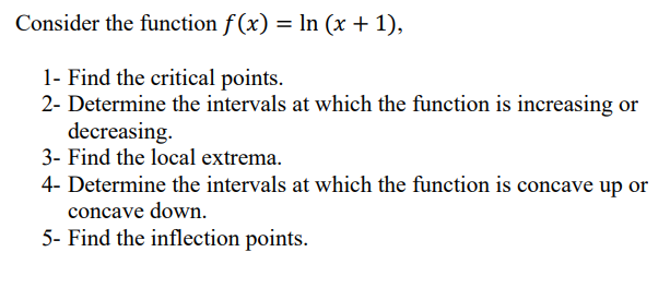 Solved Consider the function f(x)=ln(x+1), 1- Find the | Chegg.com