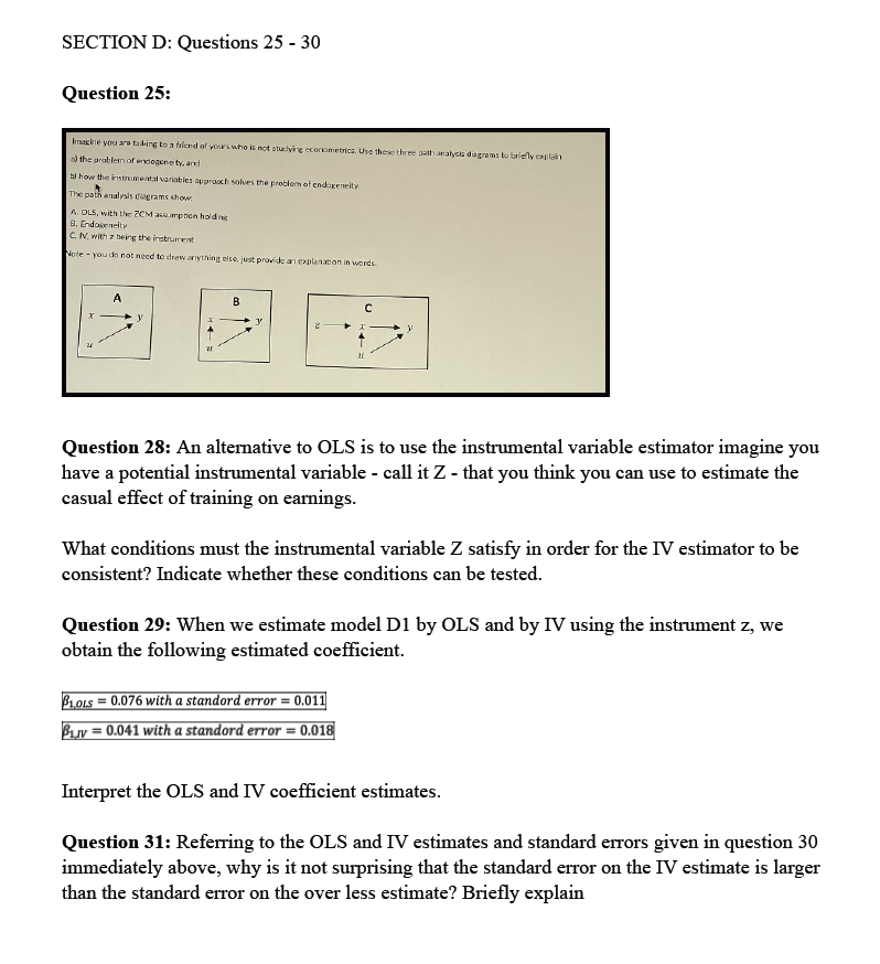 Solved Question 25:the arablem of endogeneity, andbi how the | Chegg.com