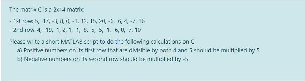 Solved The matrix C is a 2x14 matrix: - 1st row: 5, 17, | Chegg.com
