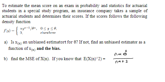 Solved To ﻿estimate the mean score on an ﻿exam in | Chegg.com