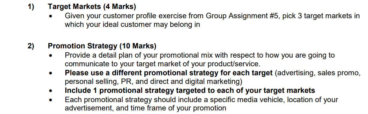 Solved 1) Target Markets (4 Marks) Given your customer | Chegg.com