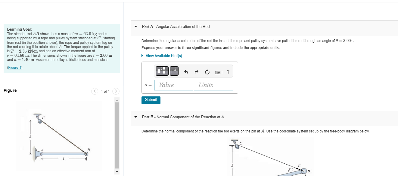 Solved Part A - Angular Acceleration of the Rod Learning | Chegg.com