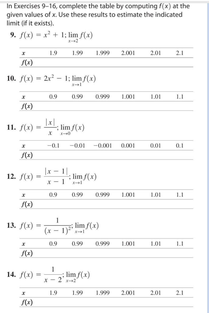 Solved In Exercises 9-16, complete the table by computing | Chegg.com