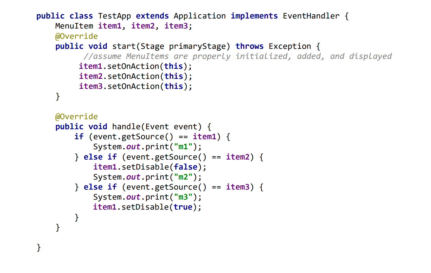 Solved public class TestApp extends Application implements | Chegg.com Solved public class TestApp extends Application implements | Chegg.com