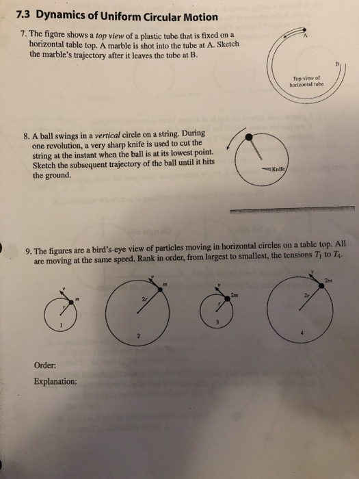 Solved 7.3 Dynamics of Uniform Circular Motion 7. The figure | Chegg.com