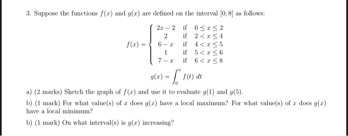 Solved 3. Suppose the functions f(x) and g(x) are defined on | Chegg.com