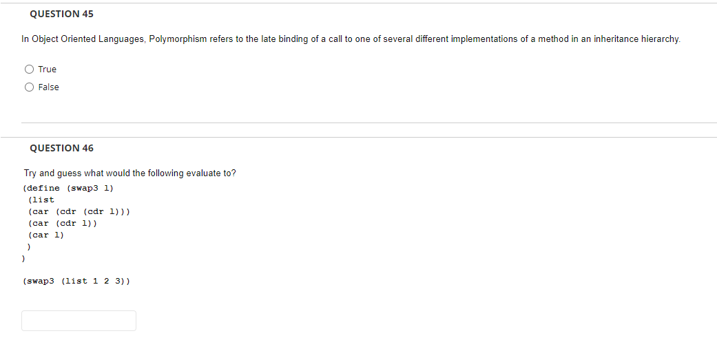 Solved QUESTION 45 In Object Oriented Languages, | Chegg.com