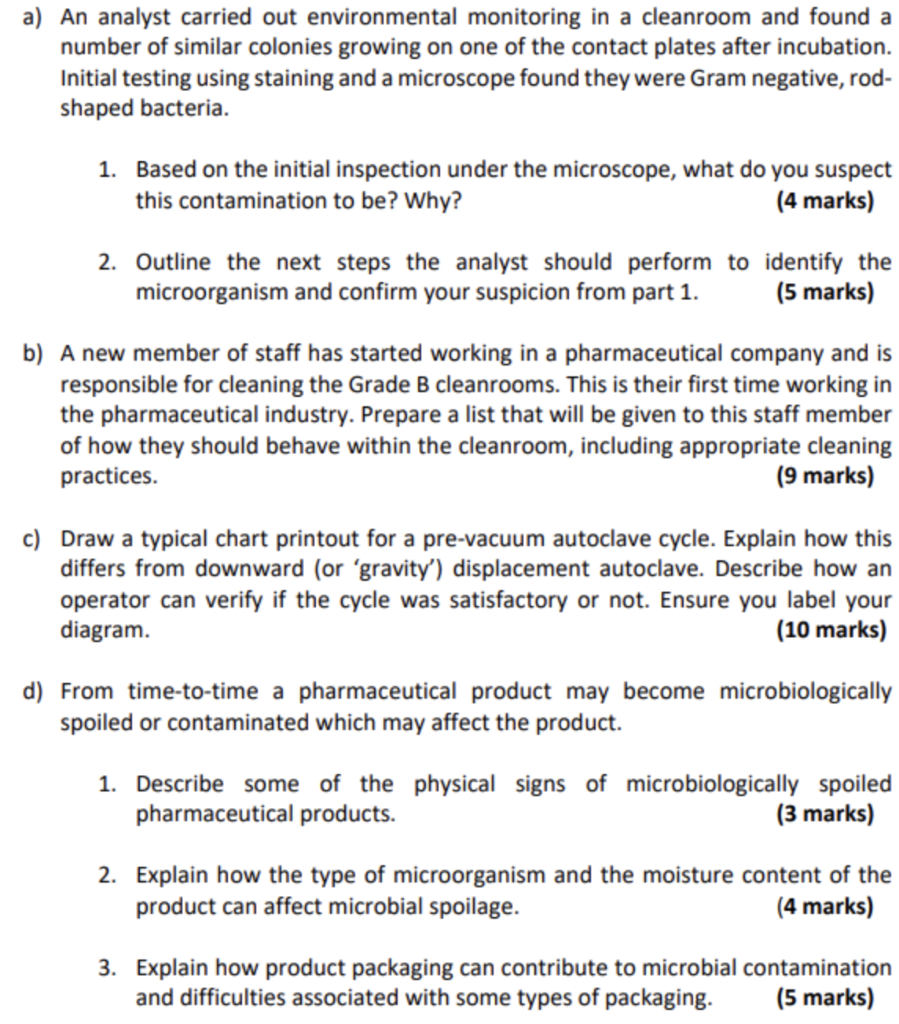 Solved a) An analyst carried out environmental monitoring in | Chegg.com