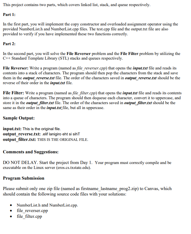 Solved Part 1: NumberList.cpp // Implementation file for the | Chegg.com
