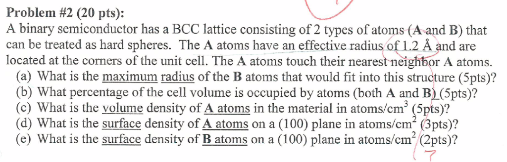 Solved Problem #2 (20 pts): A binary semiconductor has a BCC | Chegg.com