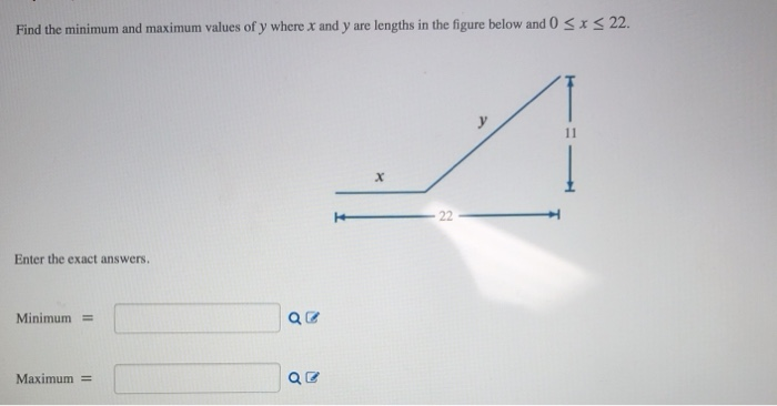 Solved Find the minimum and maximum values of y where and y | Chegg.com