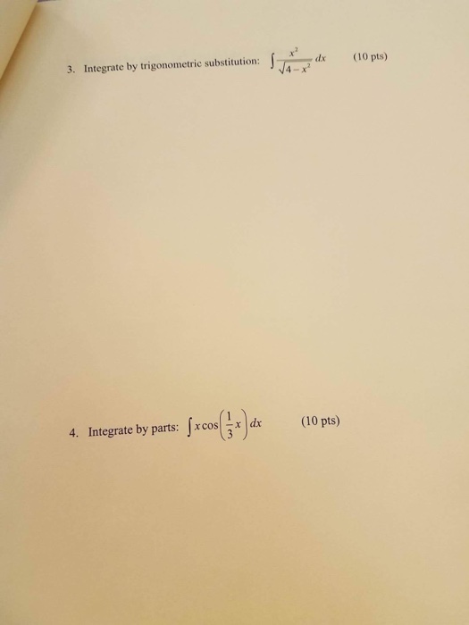 Solved Integrate by trigonometric substitution: integral | Chegg.com Solved Integrate by trigonometric substitution: integral | Chegg.com