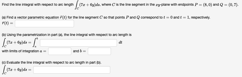 Solved Find the line integral with respect to arc length | Chegg.com