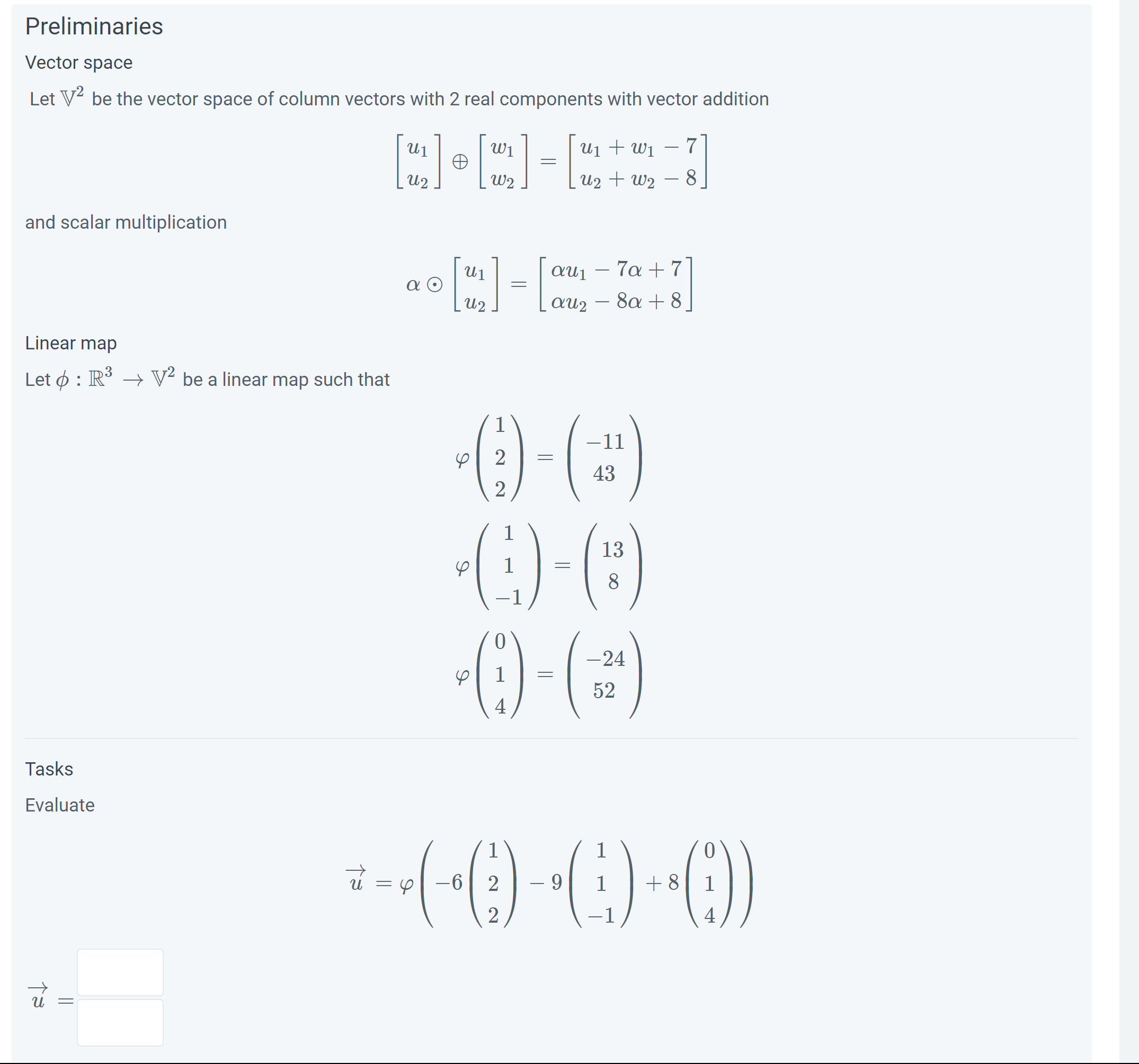 Solved Vector space Let V2 be the vector space of column | Chegg.com