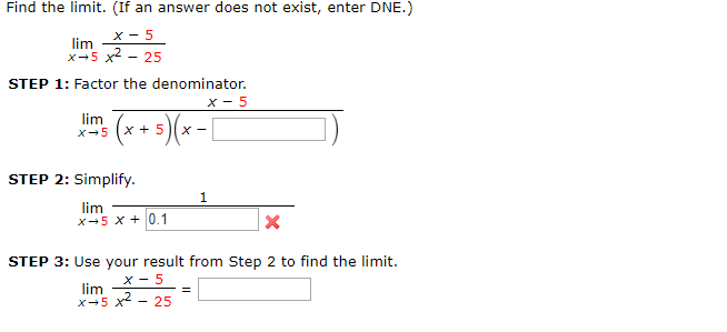 Solved Find The Limit If An Answer Does Not Exist Enter
