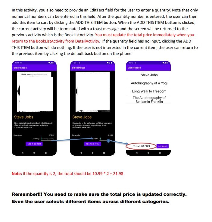 Solved write android studio JAVA code for an e-commerce book | Chegg.com