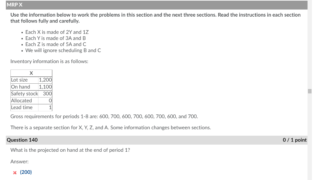 Solved MRP X Use the information below to work the problems | Chegg.com