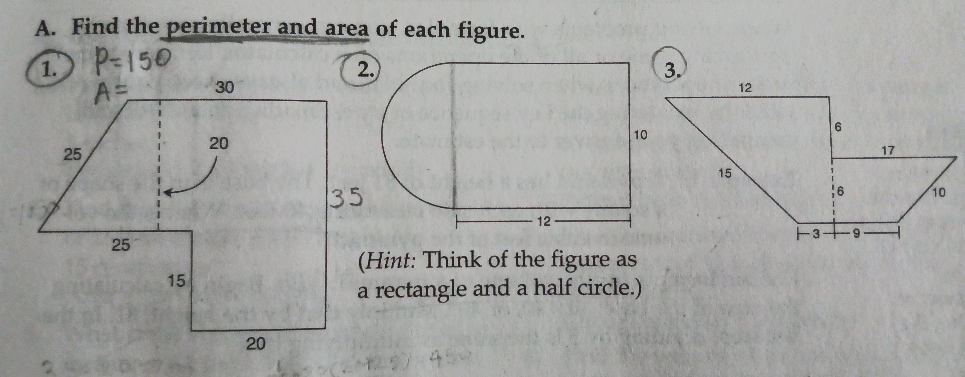 Solved Find the perimeter and area of each figure. Please | Chegg.com