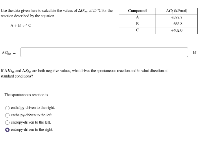 Solved Use the data given here to calculate the values of AG | Chegg.com