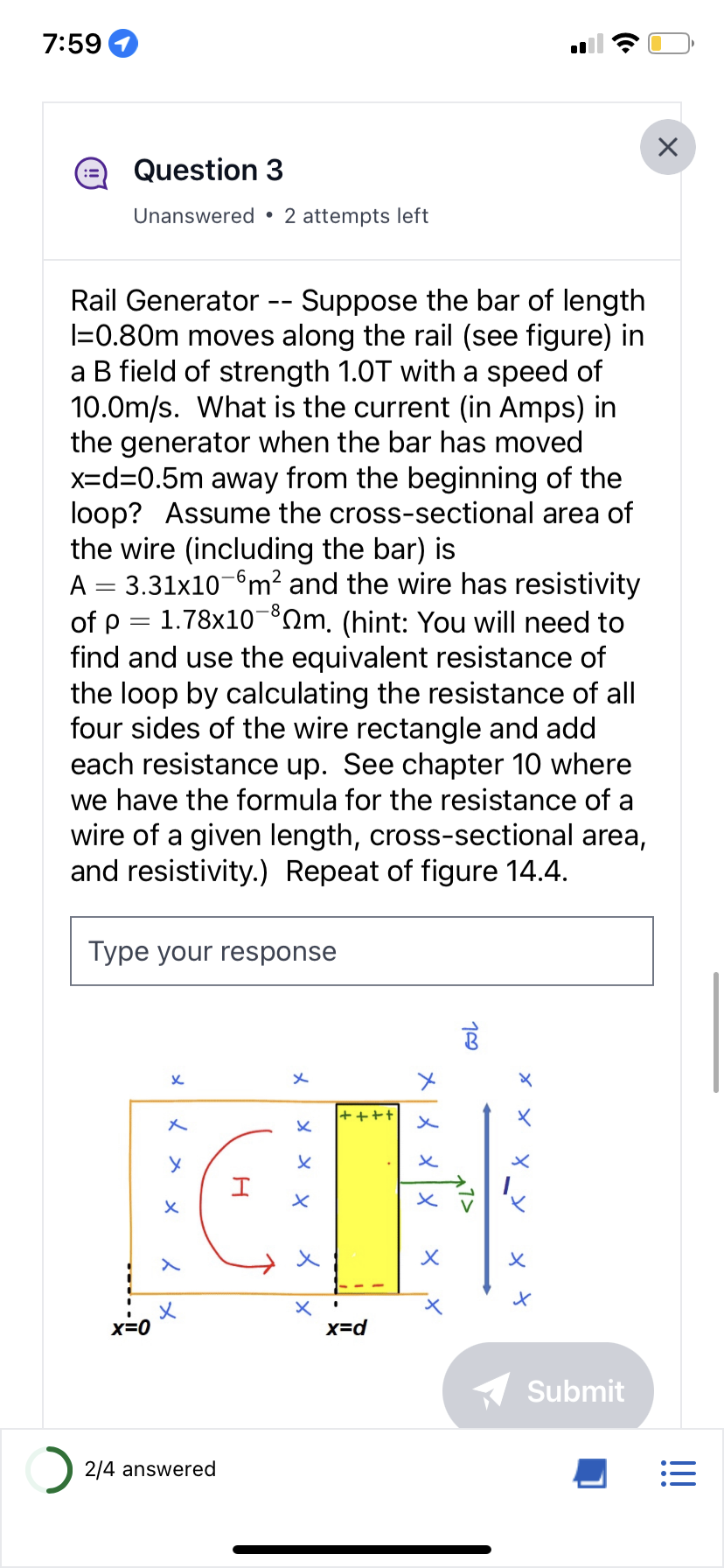 Rail Generator -- Suppose the bar of length I=0.80 m | Chegg.com