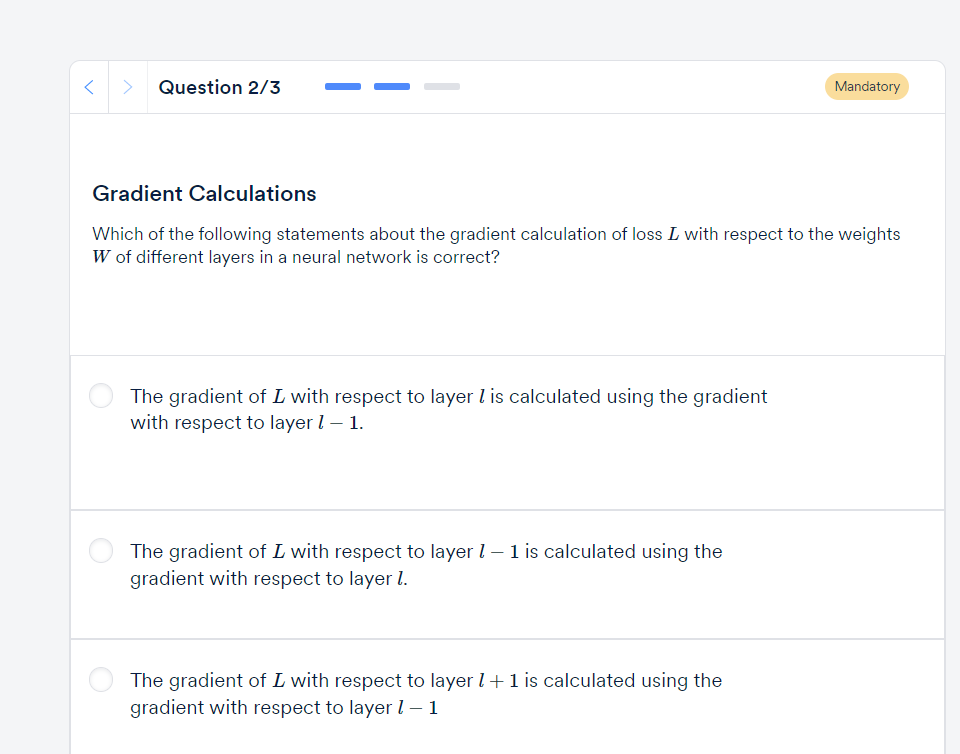 Solved Gradient Calculations Which of the following | Chegg.com