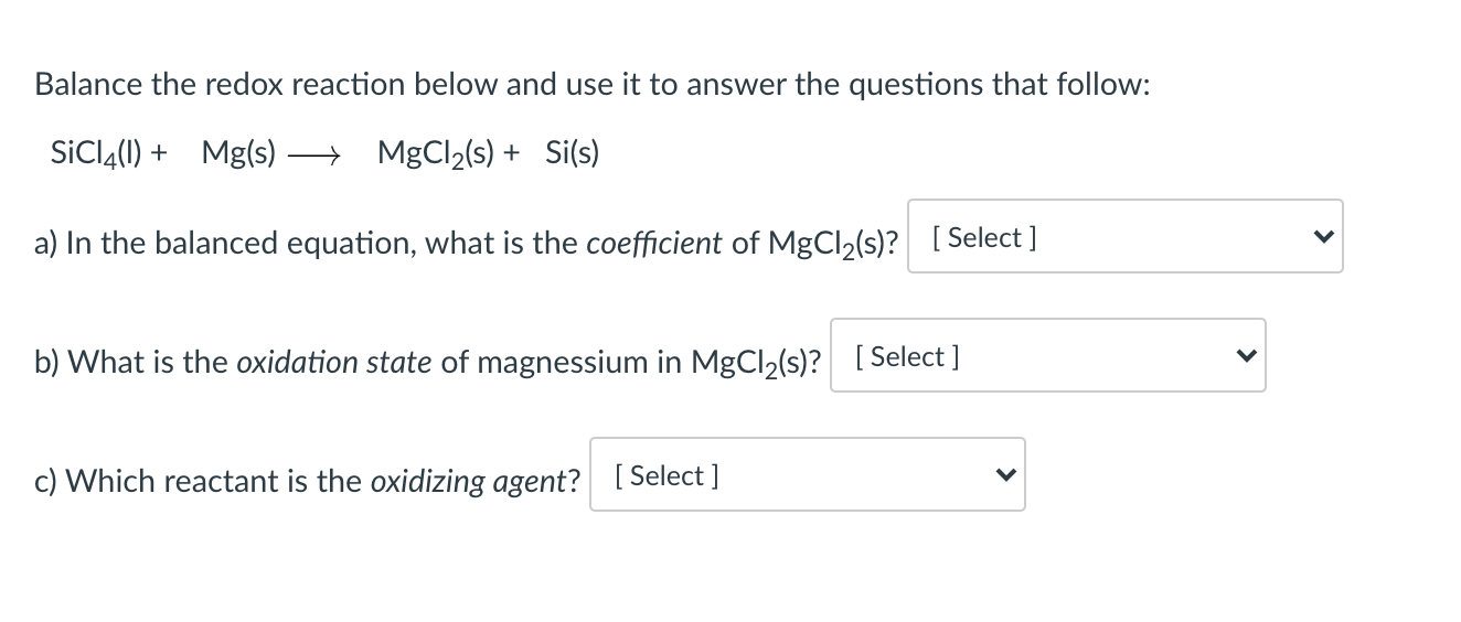 Solved Balance the redox reaction below and use it to answer | Chegg.com