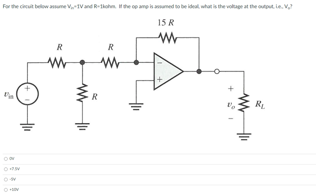 Solved For the circuit below assume Vin=1V and R=1kohm. If | Chegg.com