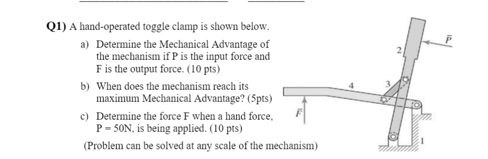 Q1) A hand-operated toggle clamp is shown below. a) | Chegg.com