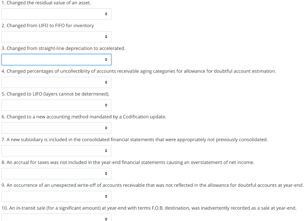 Solved Identification of Accounting Changes and Errors The | Chegg.com