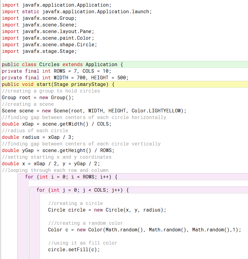 Write A Javafx Application That Draws A Row Of Random