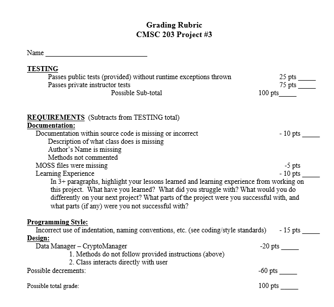 CMSC203 Assignment #3 In cryptography, encryption is | Chegg.com