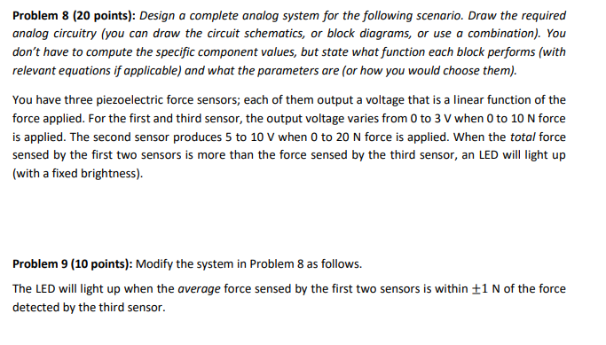 Solved Problem 8 (20 points): Design a complete analog | Chegg.com