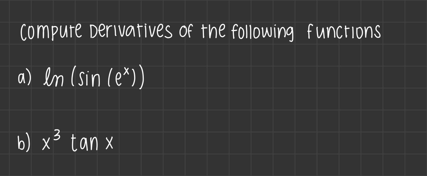 Solved compute Derivatives of the following functions a) | Chegg.com