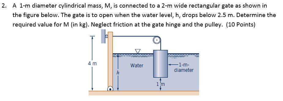 Solved A 1-m diameter cylindrical mass, M, is connected to a | Chegg.com