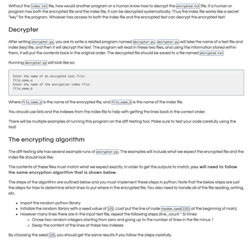 Encrypter / Decrypter This assignment exercises file | Chegg.com