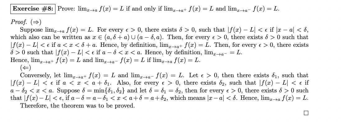 Prove: limx→af(x)=L if and only if limx→a+f(x)=L and | Chegg.com