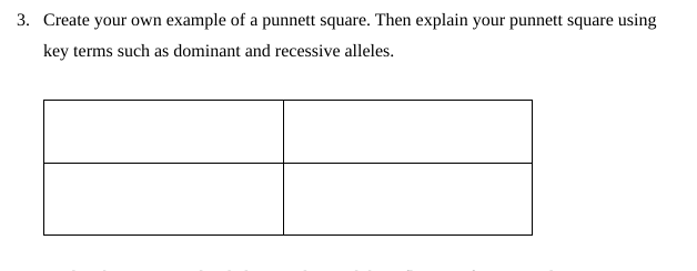Solved Create your own example of a punnett square. Then | Chegg.com