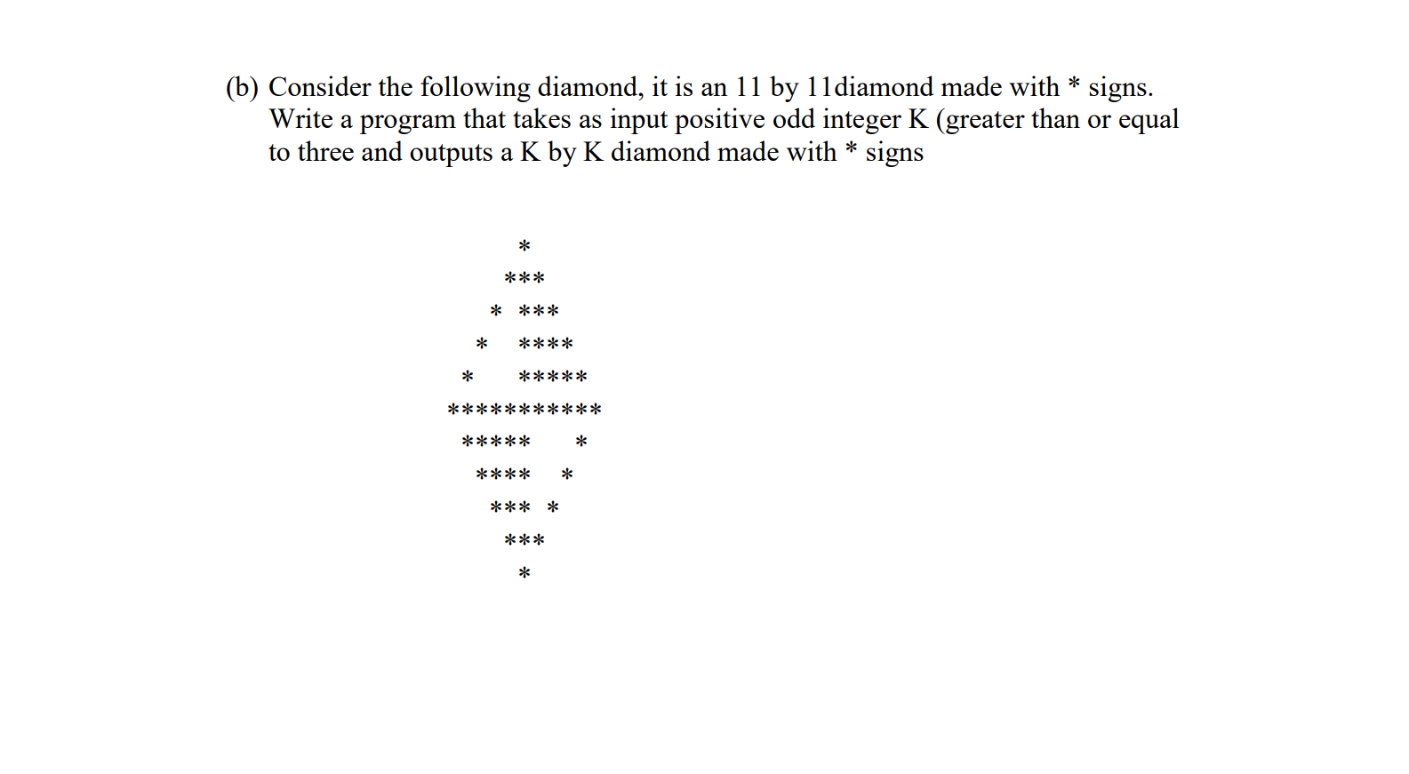 Solved (b) Consider the following diamond, it is an 11 by | Chegg.com