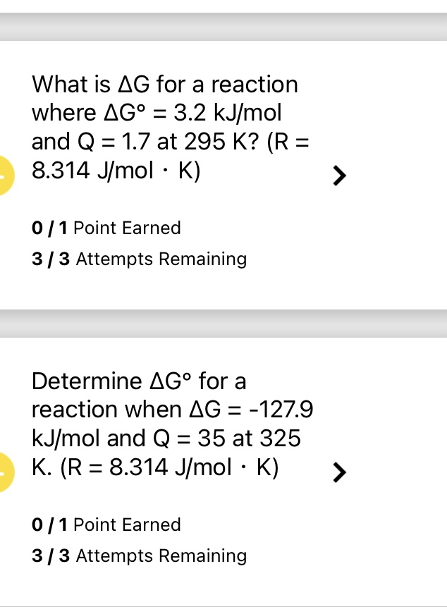 Solved What is ΔG for a reaction where ΔG∘=3.2 kJ/mol and | Chegg.com