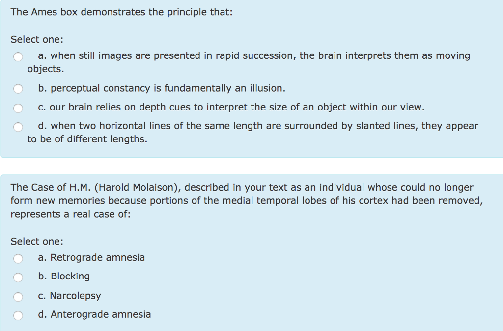 Solved The Ames box demonstrates the principle that: Select | Chegg.com