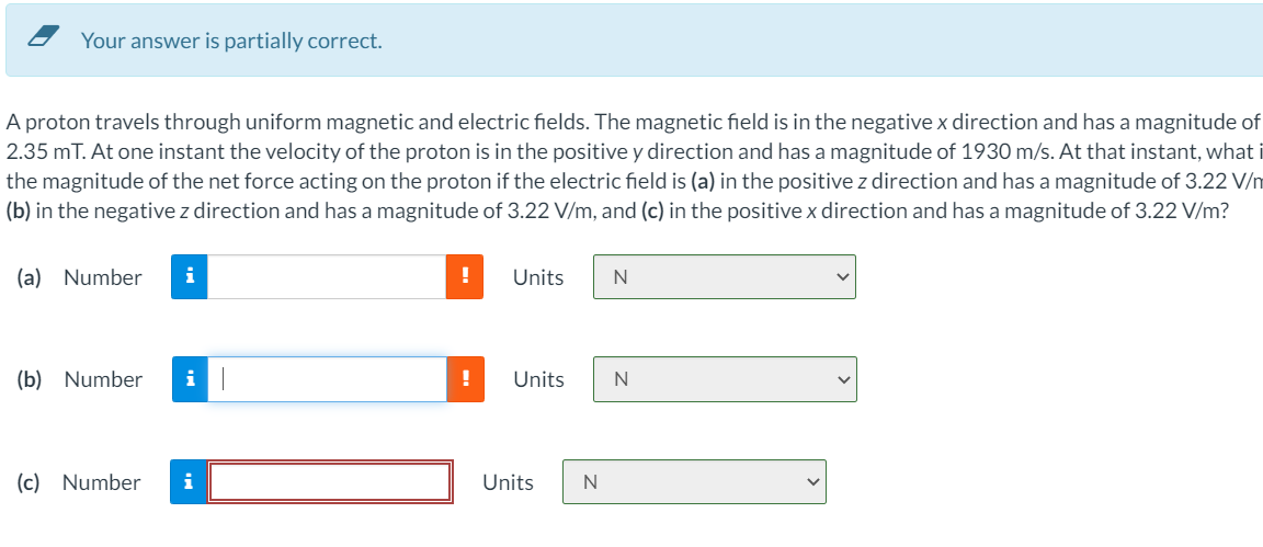 Solved Your Answer Is Partially Correct A Proton Travels