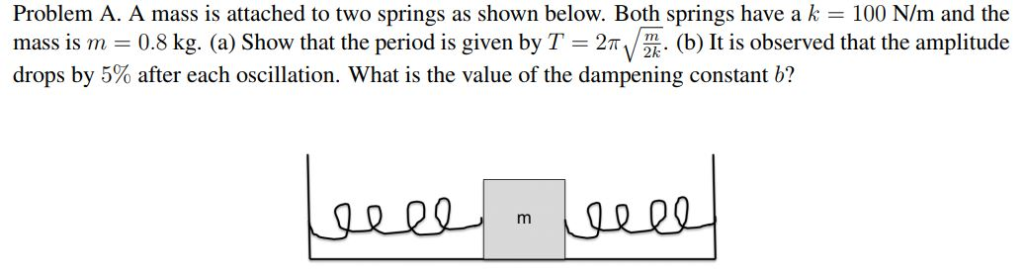 Solved Problem A. A mass is attached to two springs as shown | Chegg.com