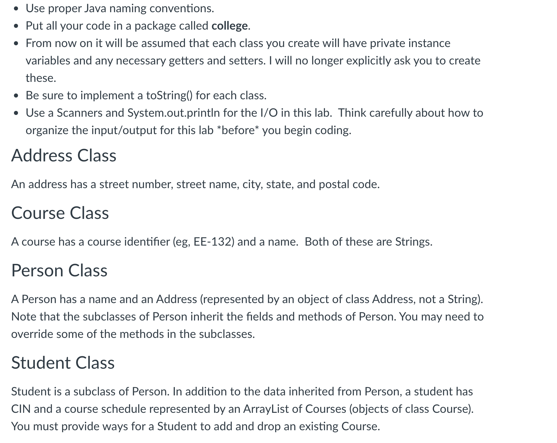 Solved • Use proper Java naming conventions. Put all your | Chegg.com
