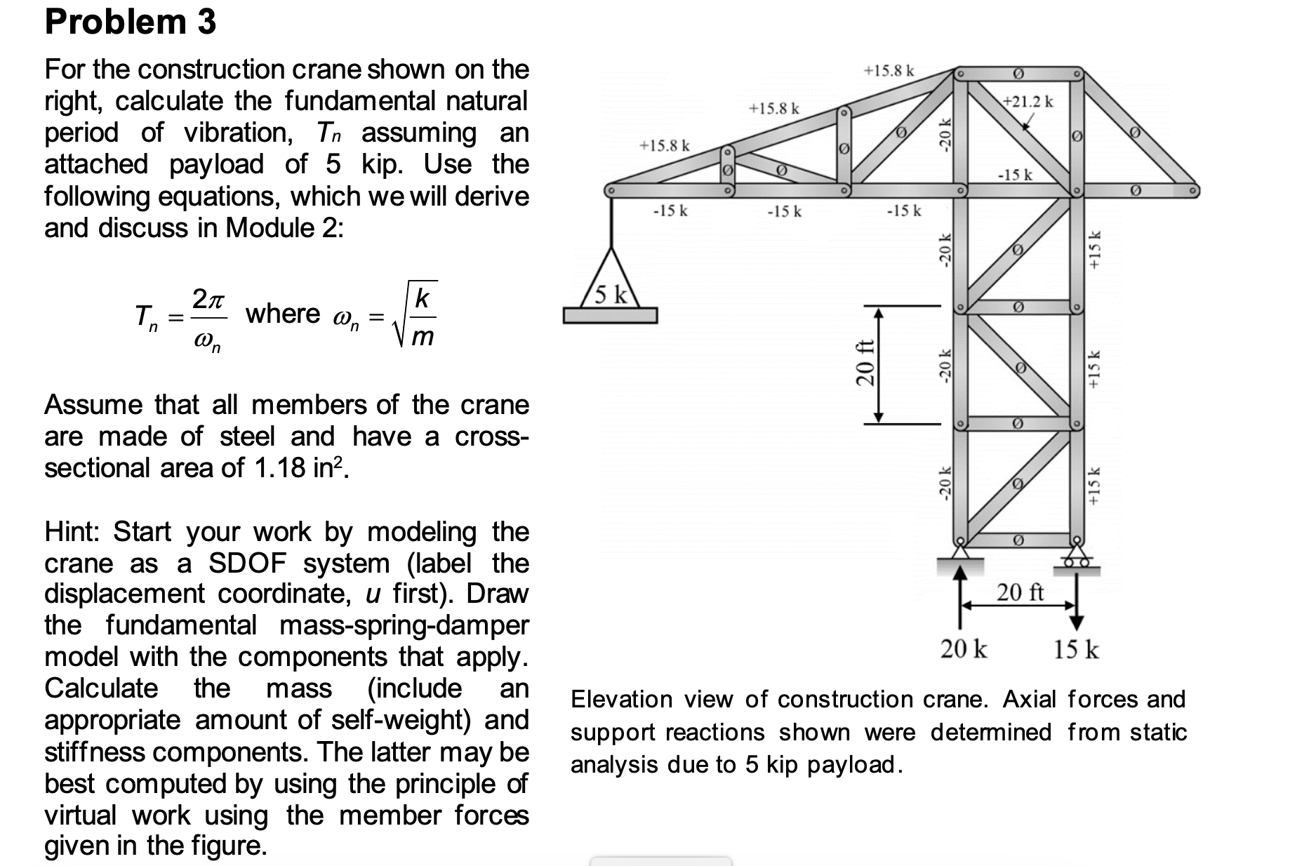 Solved For the construction crane shown on the right, | Chegg.com